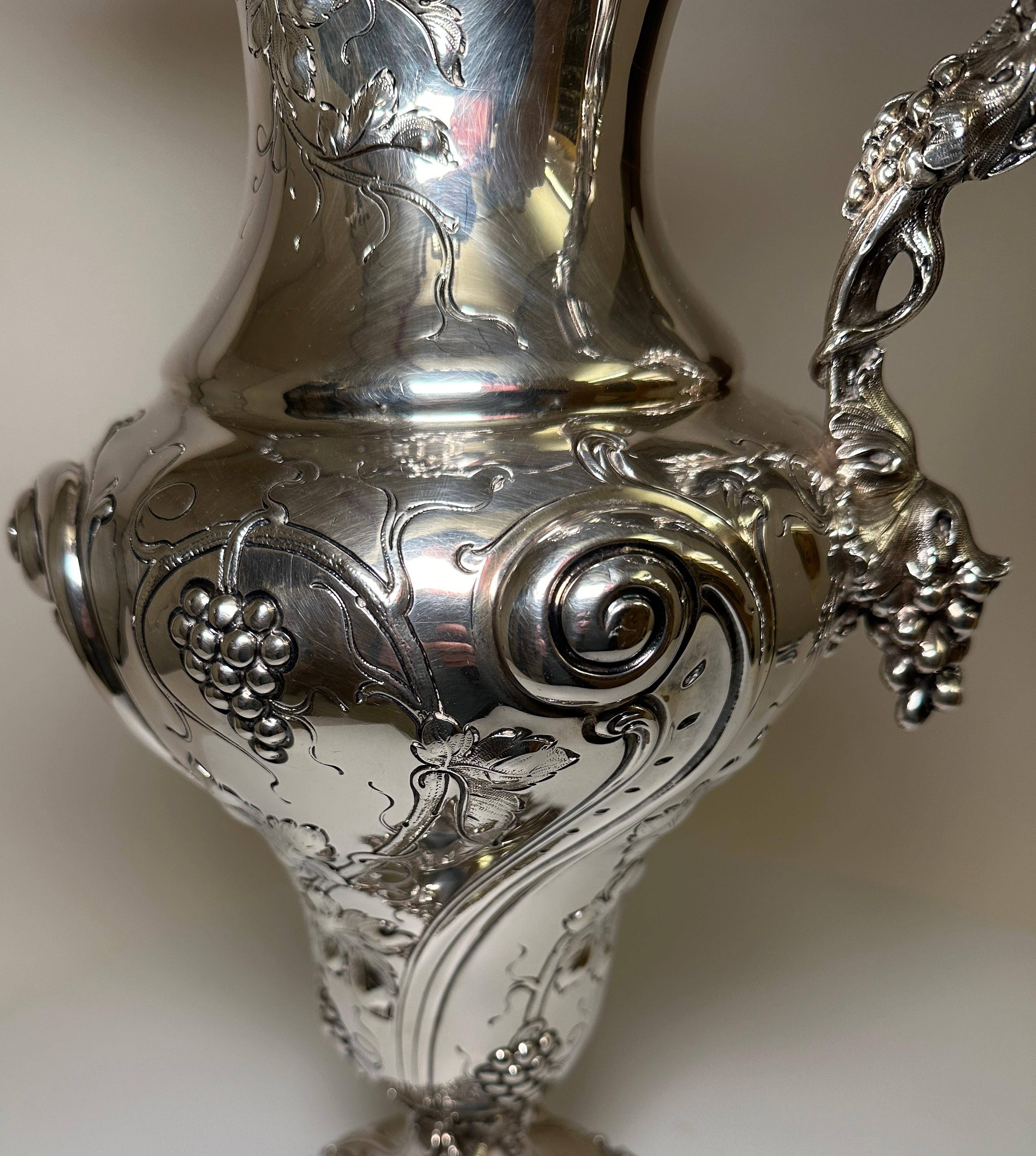 Large Sterling Silver Wine Pitcher, circa 1900 For Sale at 1stDibs