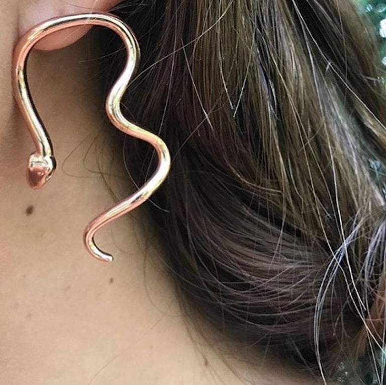 Large Sterling Sliver Signature Snake Hoops For Sale at 1stDibs