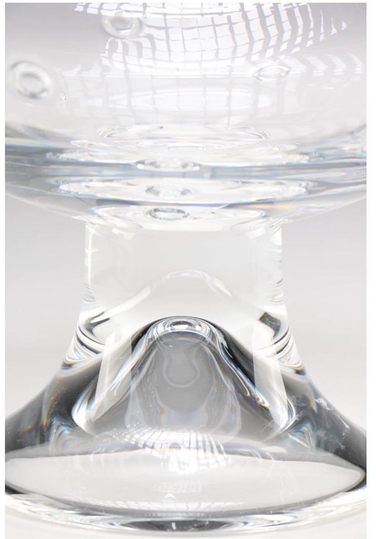Large Steuben Modern Footed Bowl Floating Bubble by Joel Smith, 1999 ...