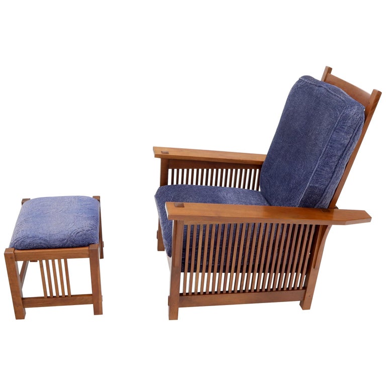 Large Stickley Cherry Reclining Chair and Ottoman For Sale at 1stDibs