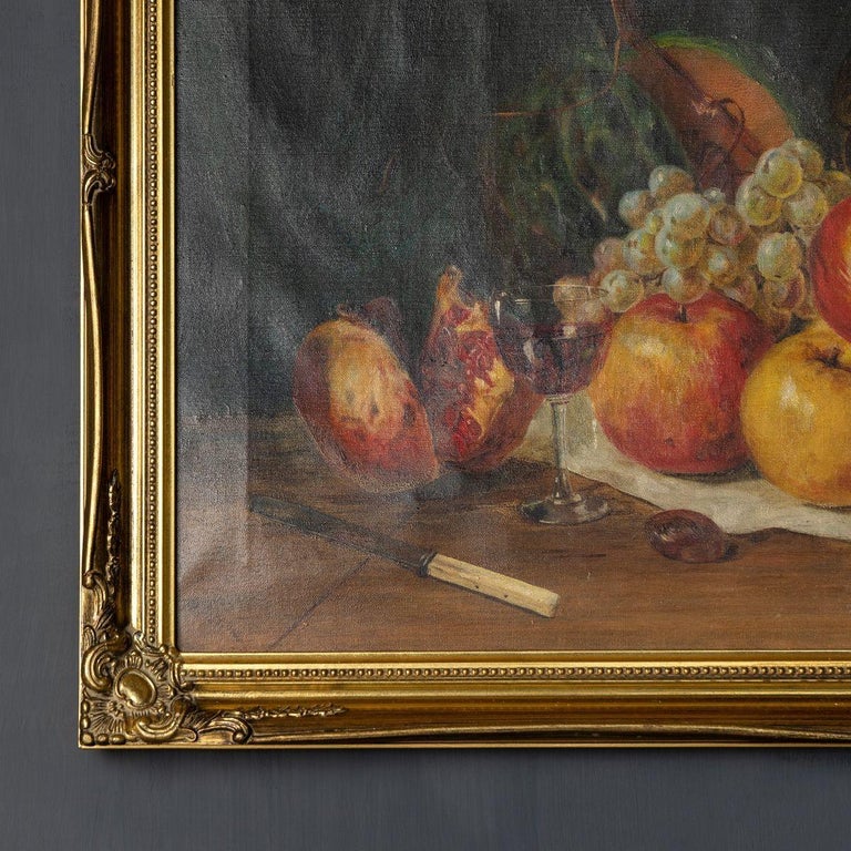 Large Still Life Depicting Fruit and Dinnerware, 19th Century For Sale ...