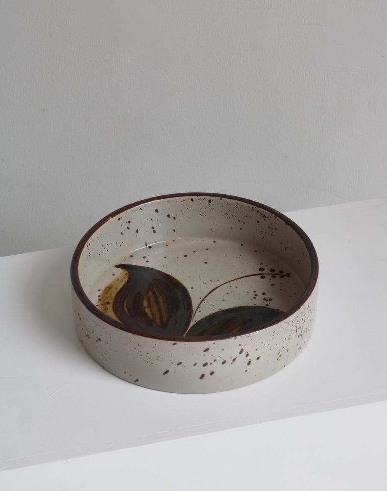Large Stoneware Decorative Bowl Floral Motif by Søholm Pottery, Denmark ...