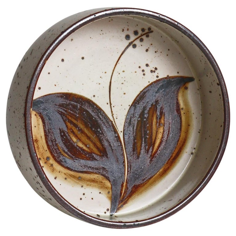 Large Stoneware Decorative Bowl Floral Motif by Søholm Pottery, Denmark ...