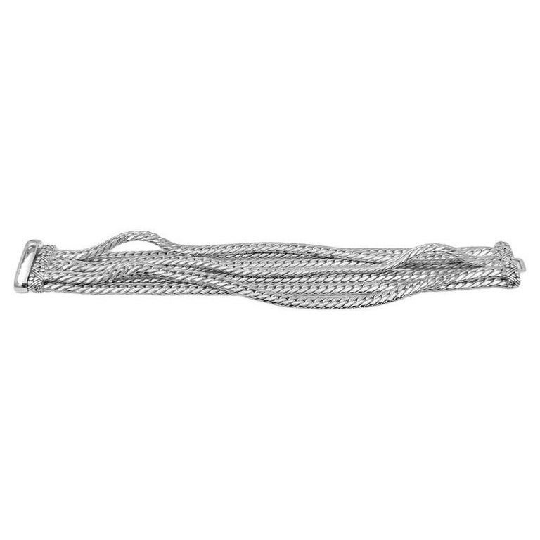 Large Strand Chain Bracelet in Sterling Silver with Flower Engraved ...