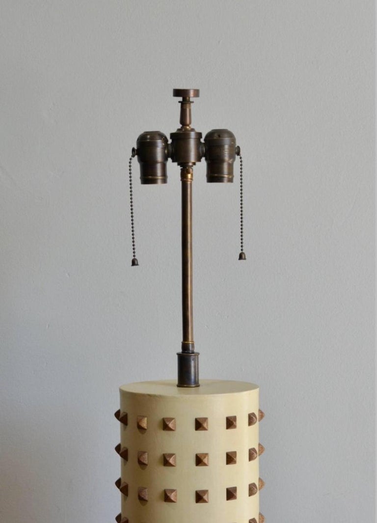 Large Studded Cylinder Table Lamp For Sale at 1stDibs