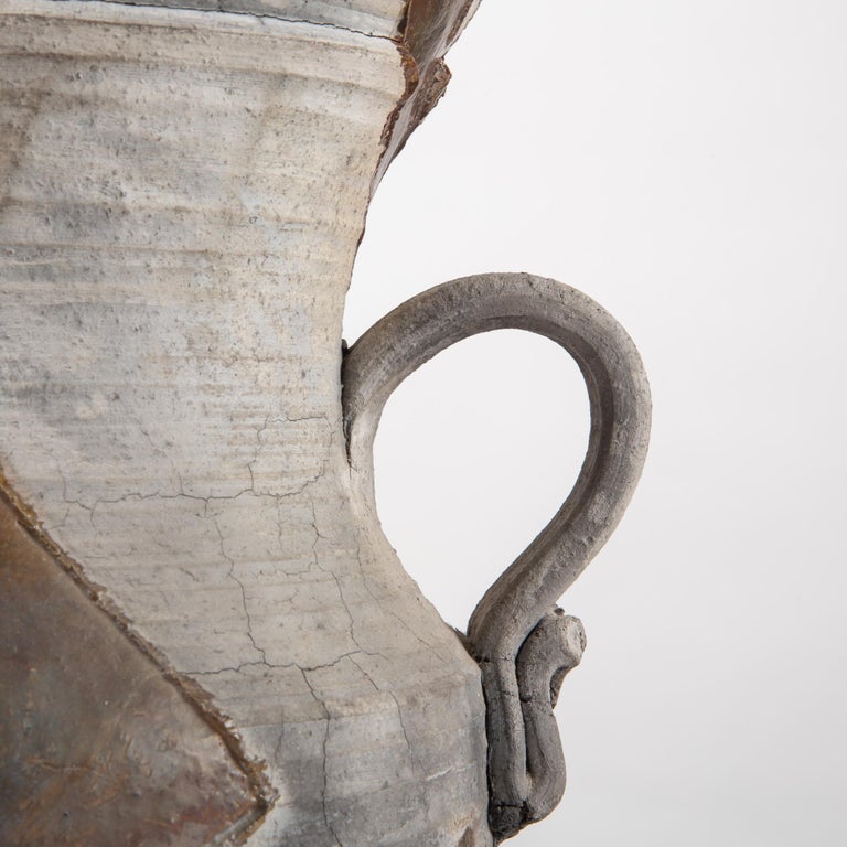 Large Studio Ceramic Glazed Vessel with Handles For Sale at 1stDibs