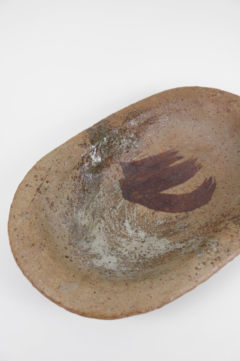 Large Studio Pottery Display Bowl by Danish Artist For Sale at 1stDibs