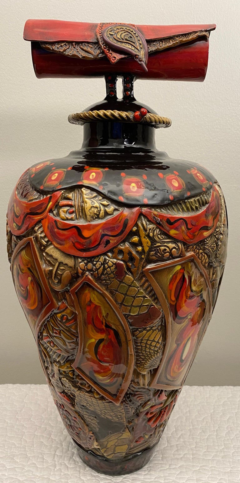 Large Studio Pottery Japanese Style Ceramic Vase by Gail Markiewicz For ...
