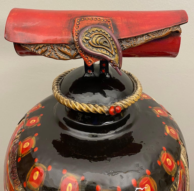 Large Studio Pottery Japanese Style Ceramic Vase by Gail Markiewicz For ...