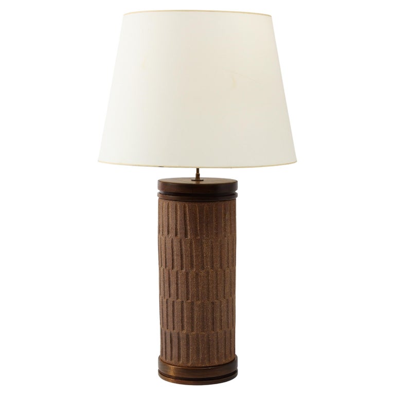 Large Studio Pottery Lamp on Wood Base, USA, 1960s For Sale at 1stDibs