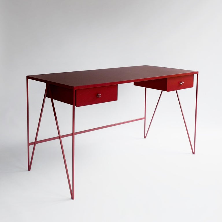 Customizable Large Study Desk with Natural Linoleum Top, Made in ...