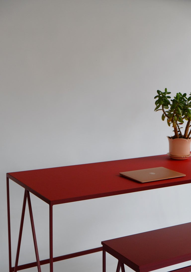 Customizable Large Study Desk with Natural Linoleum Top, Made in ...