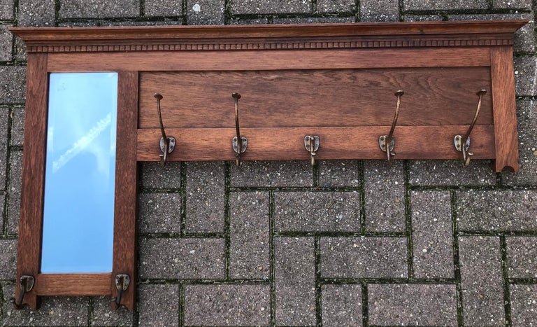 Large Stylish and Practical Arts and Crafts Wall Coat Rack with Beveled ...