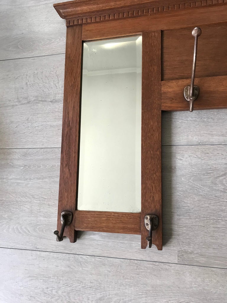 Large Stylish and Practical Arts and Crafts Wall Coat Rack with Beveled ...