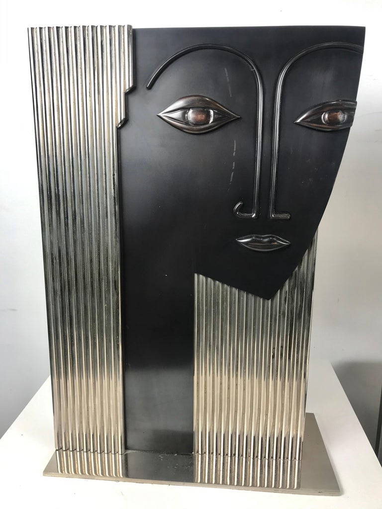 Large Stylized Man and Woman Face Vases Art Deco Style after Franz ...