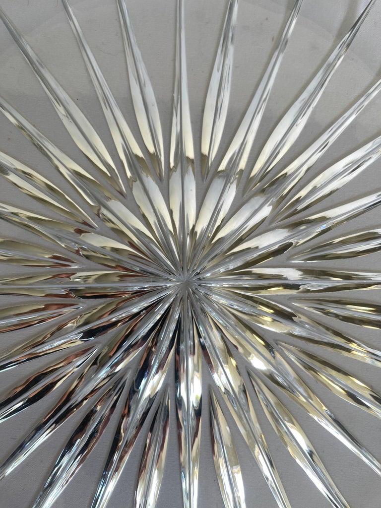 Large Sunburst Design Cut Glass Starburst Round Serving Platter Plate ...