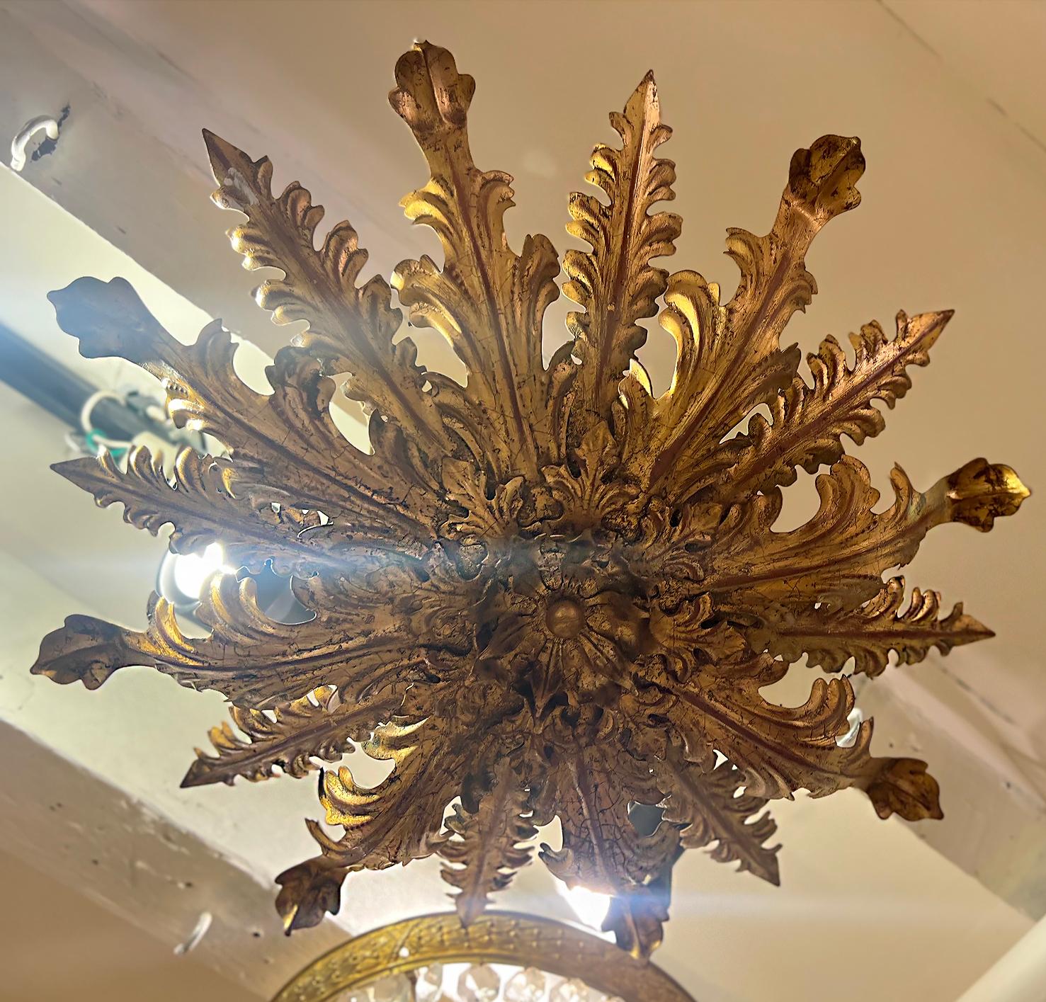 Large Sunburst Light Fixture For Sale at 1stDibs