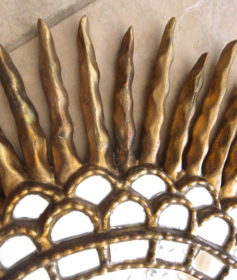 Large Sunburst Oval Giltwood Spanish Colonial Wall Mirror at 1stDibs