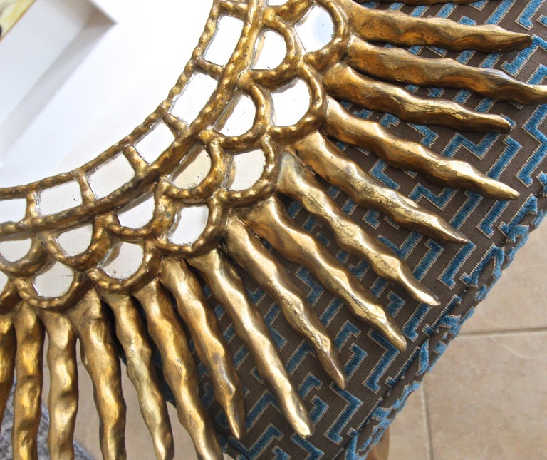 Large Sunburst Oval Giltwood Spanish Colonial Wall Mirror at 1stDibs