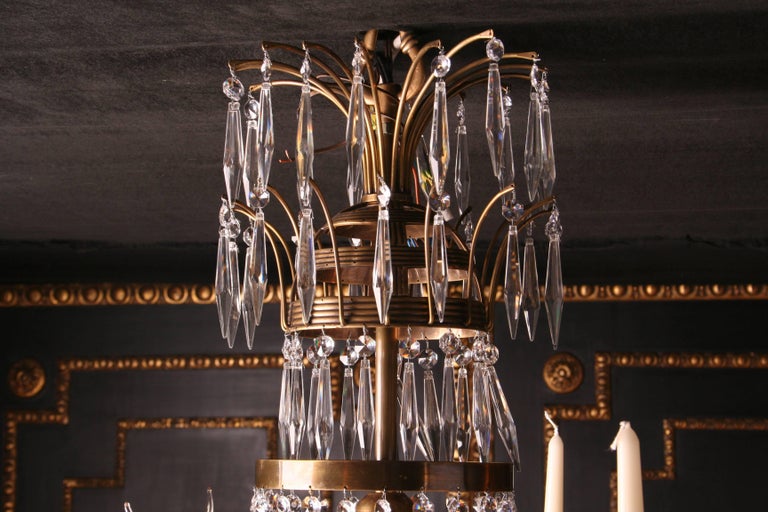 Large Swedish Ceiling Chandelier in Classicist Style For Sale at 1stDibs