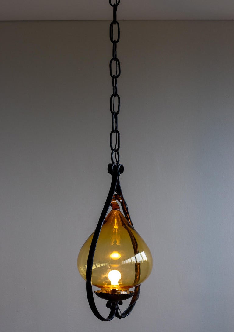 Large Swedish Wrought Iron Pendant For Sale at 1stDibs