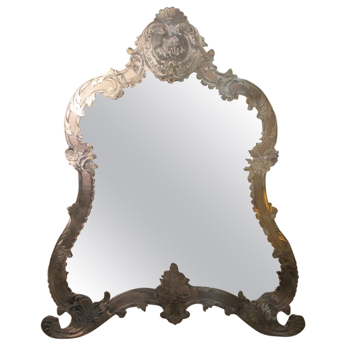 Large Table Mirror in Sterling Silver 19th Century For Sale at 1stDibs