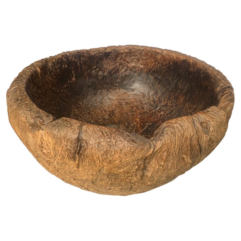 Large Teak Burl Wood Bowl from Java, Indonesia, c. 1950 For Sale at 1stDibs