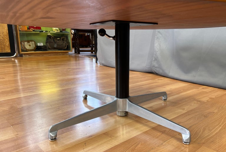 Large Teak Danish Modern Round Adjustable Height Coffee / Dining Table ...