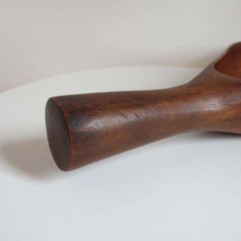 Large Teak Dish with Handle Midcentury 1960s For Sale at 1stDibs