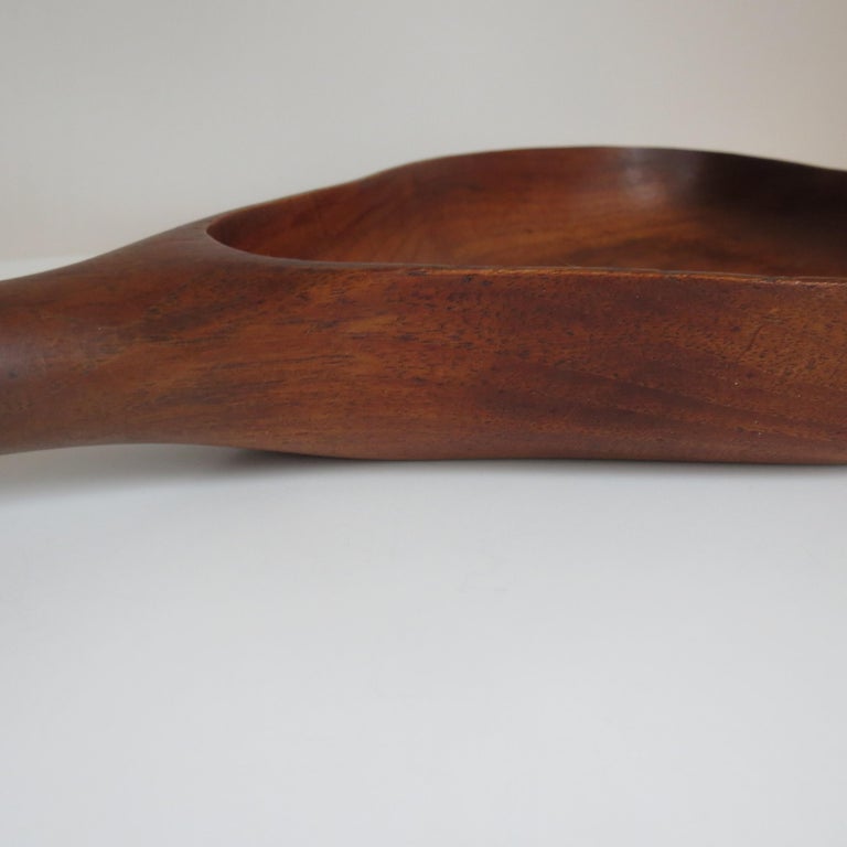 Large Teak Dish with Handle Midcentury 1960s For Sale at 1stDibs