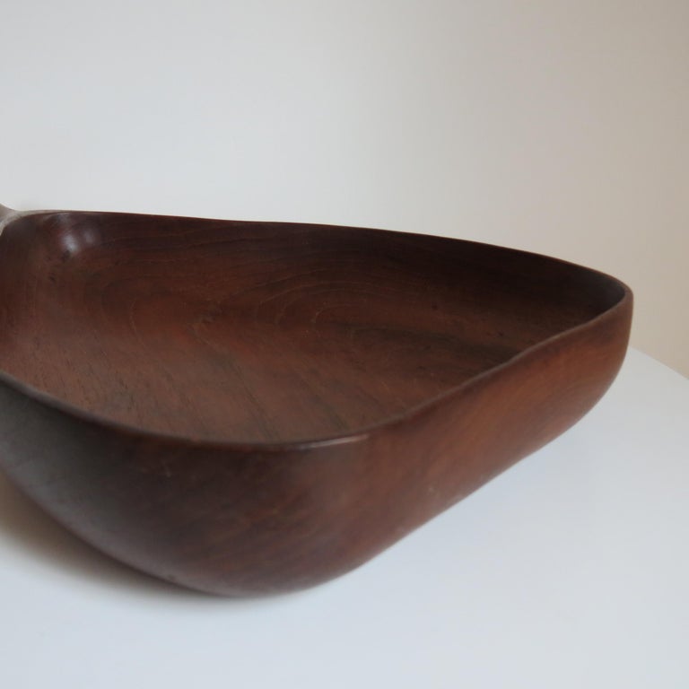 Large Teak Dish with Handle Midcentury 1960s For Sale at 1stDibs