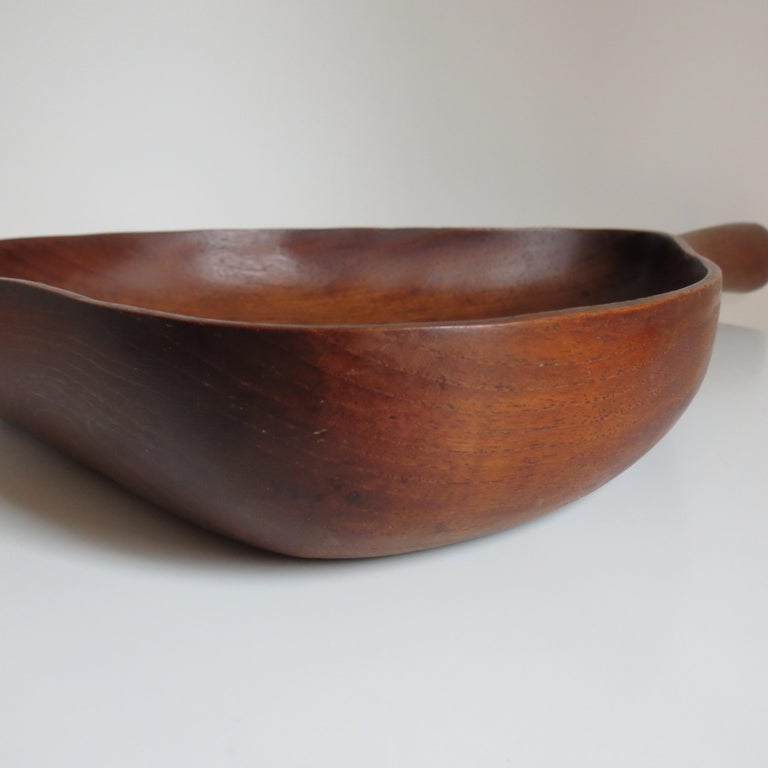 Large Teak Dish with Handle Midcentury 1960s For Sale at 1stDibs