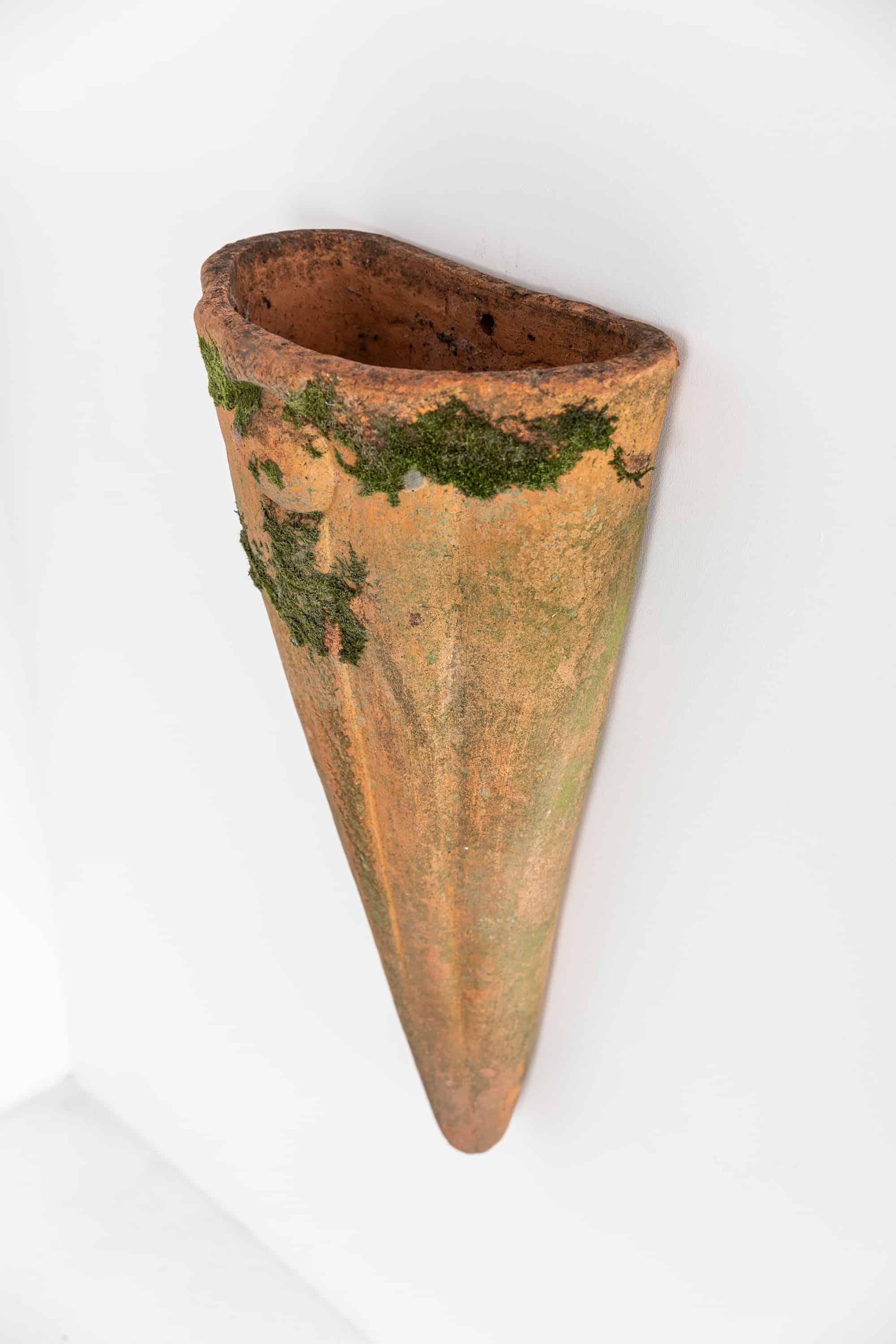 Large Terracotta Wall Mounted Conical Garden Planter For Sale at 1stDibs