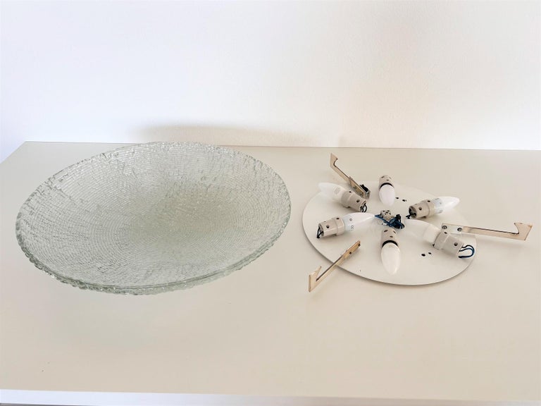 Large Textured Glass Flush Mount Light by Kaiser Leuchten, Germany ...