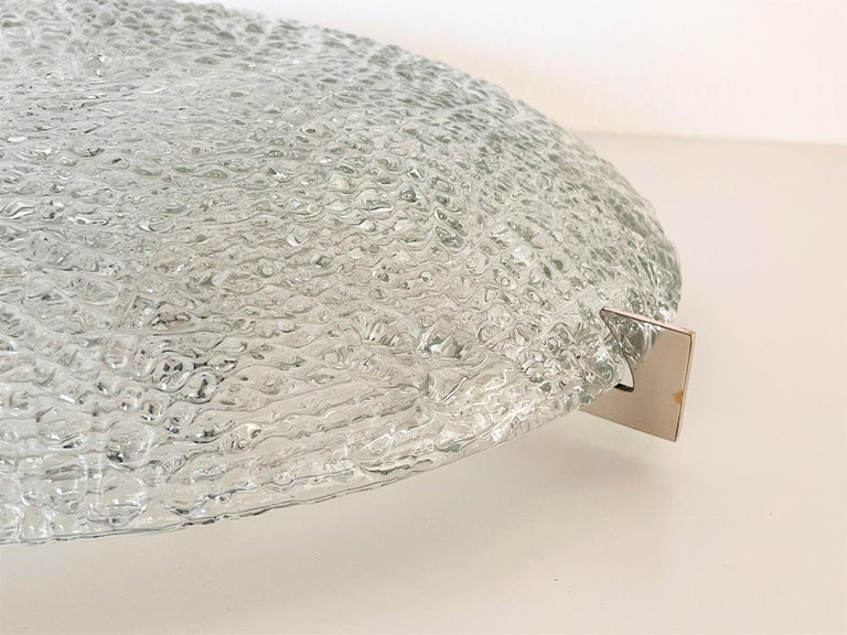 Large Textured Glass Flush Mount Light by Kaiser Leuchten, Germany ...