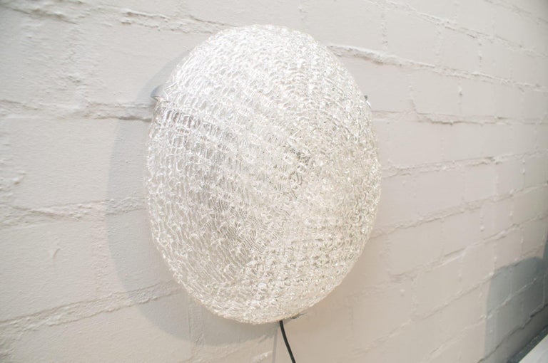 Large Textured Ice Glass Ceiling Light Flush Mount by Kaiser, Germany ...