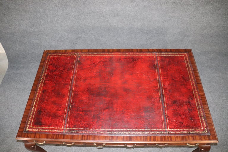 Large Three Drawer Gold Embossed Oxblood Leather Mahogany Georgian ...