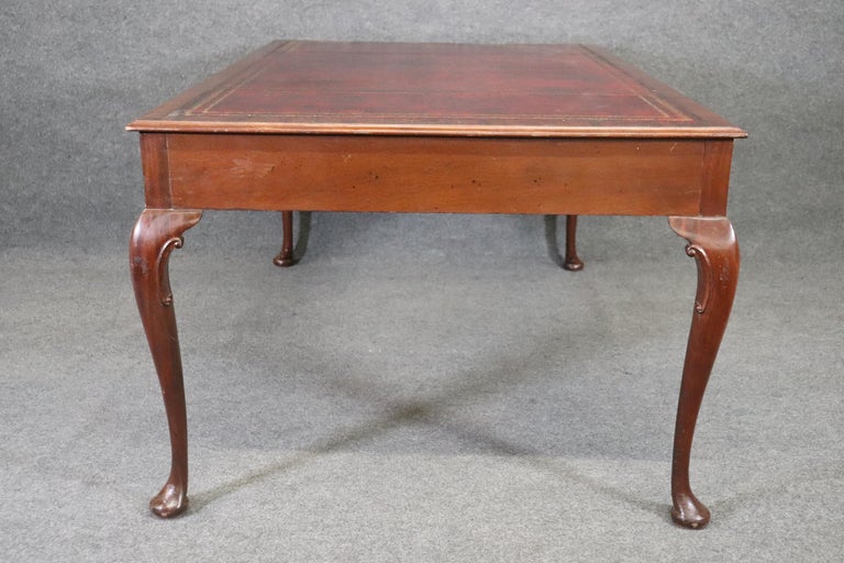 Large Three Drawer Gold Embossed Oxblood Leather Mahogany Georgian ...