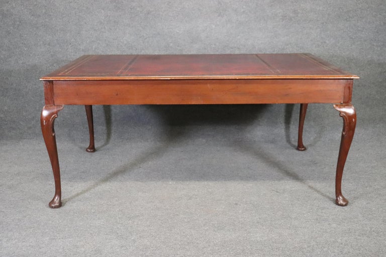 Large Three Drawer Gold Embossed Oxblood Leather Mahogany Georgian ...