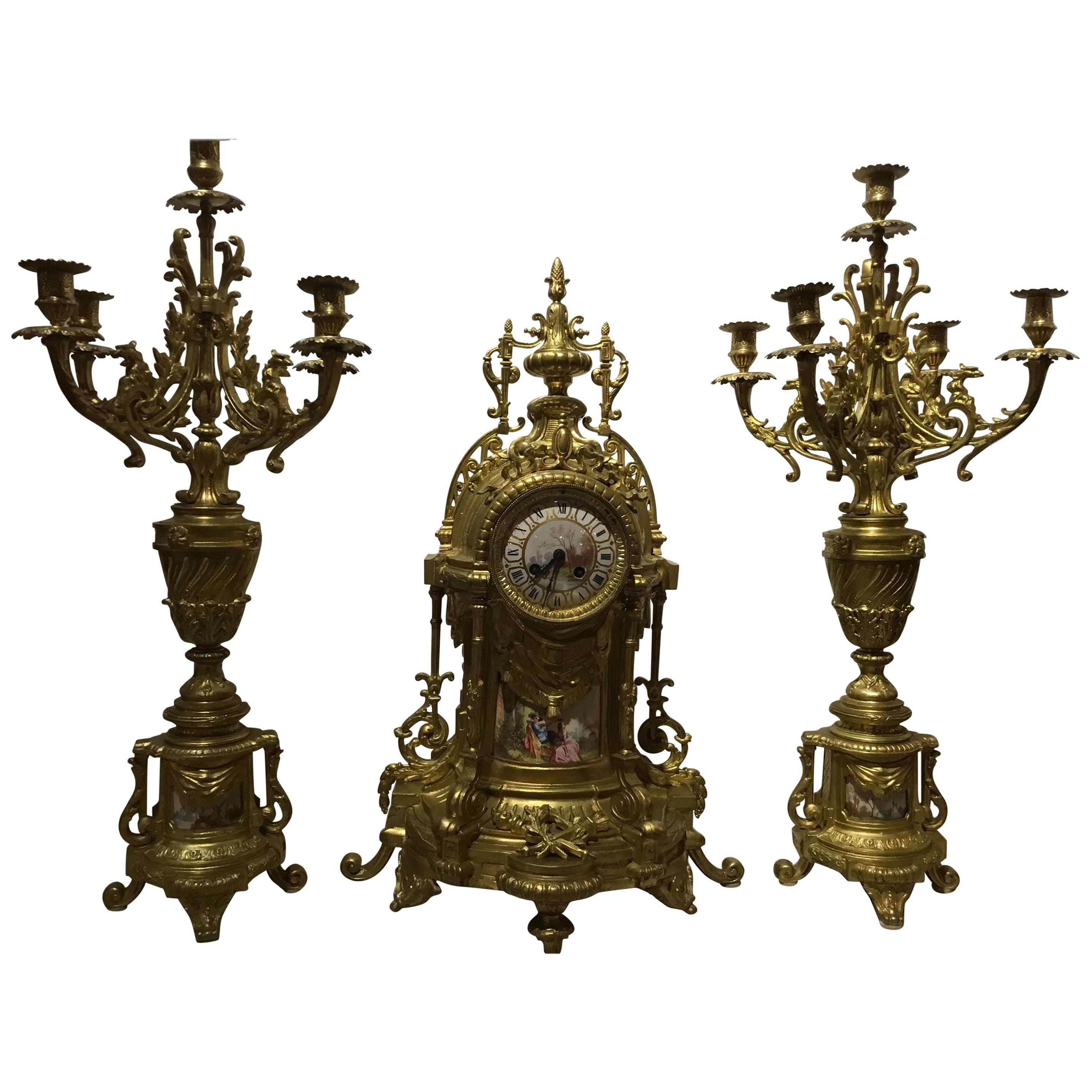 French Mid-19th Century Louis XVI Style Three-Piece Garniture Set For ...