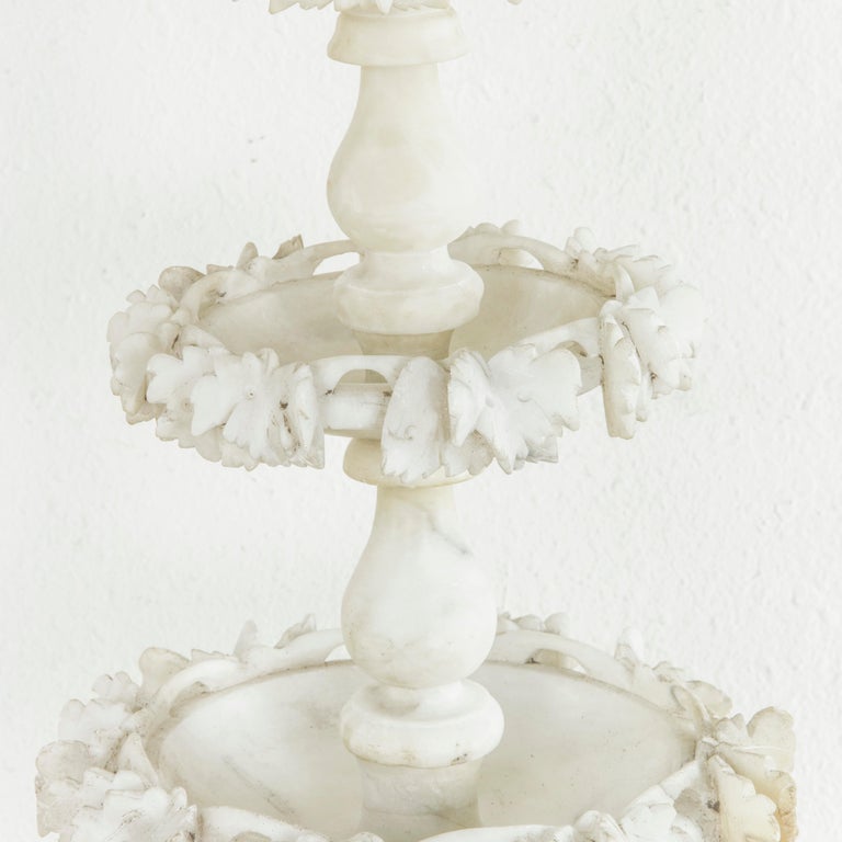 Large Three-Tiered French Hand-Carved Alabaster Serving Piece with ...