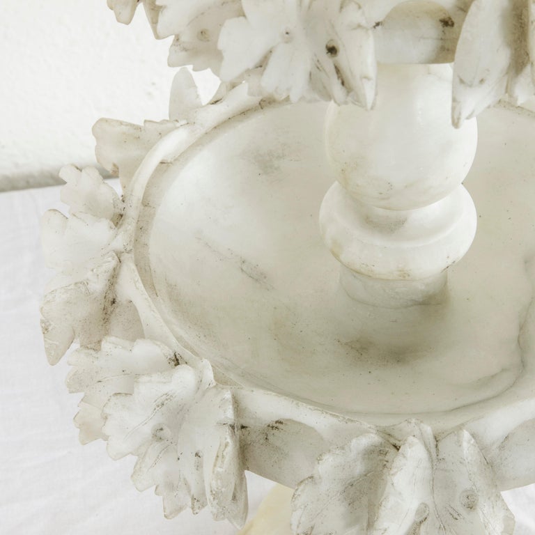 Large Three-Tiered French Hand-Carved Alabaster Serving Piece with ...