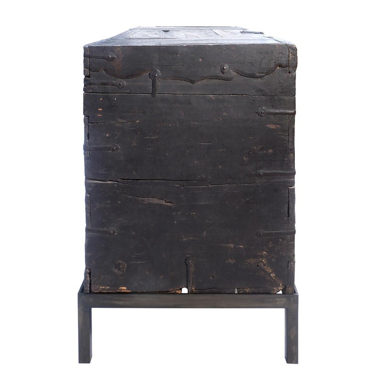 Large Tibetan Chest with Hand-Painted Front For Sale at 1stDibs