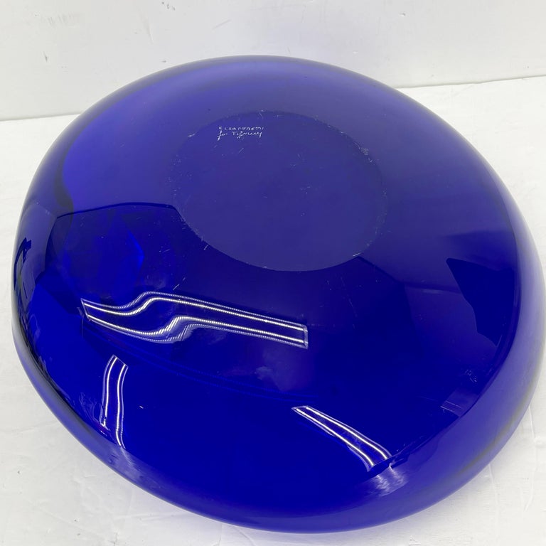 Large Tiffany Elsa Peretti Cobalt Blue Thumbprint Glass Bowl For Sale ...