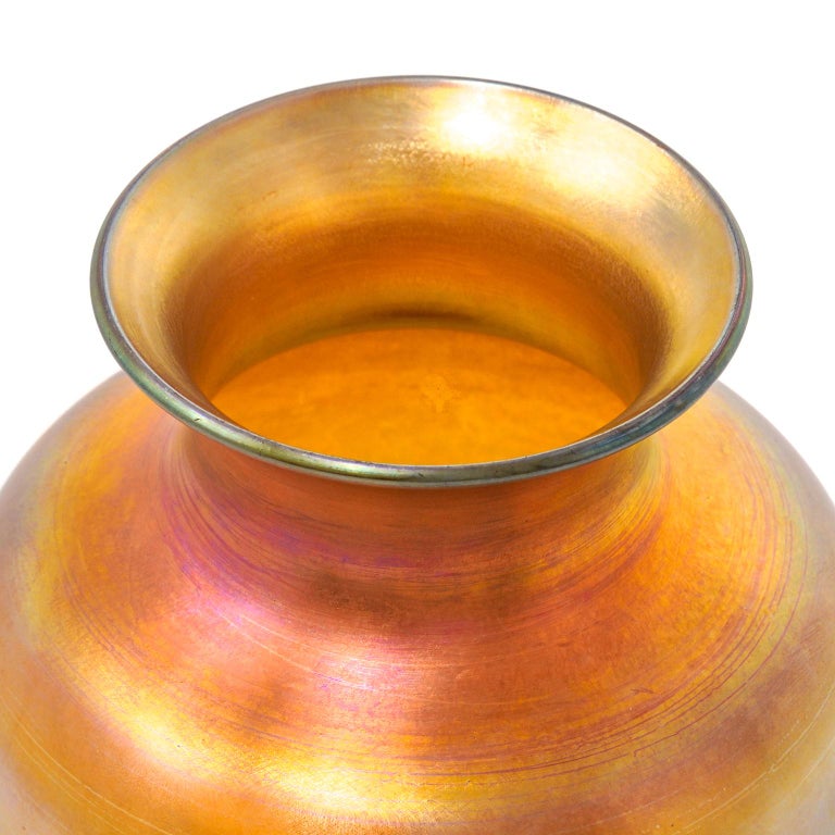 Large Tiffany Studios Gold Favrile Vase For Sale at 1stDibs