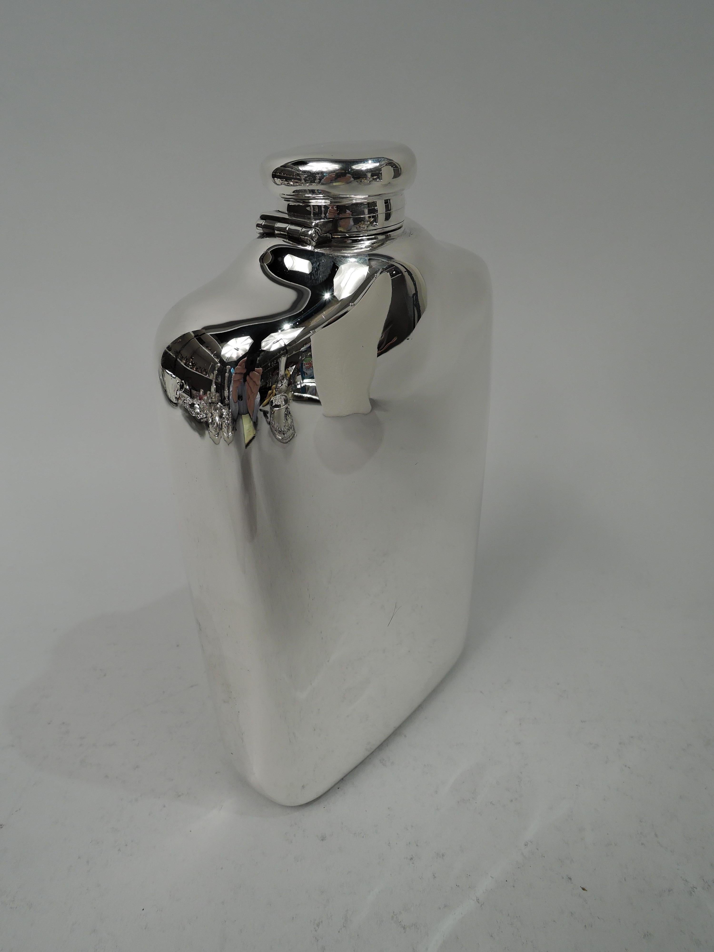 Large Tiffany Victorian Modern Sterling Silver Flask For Sale at 1stDibs