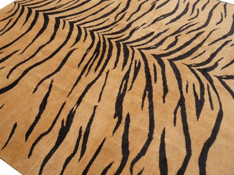 Large Tiger Rug Wool Hand Knotted Art Deco Design by Djoharian ...