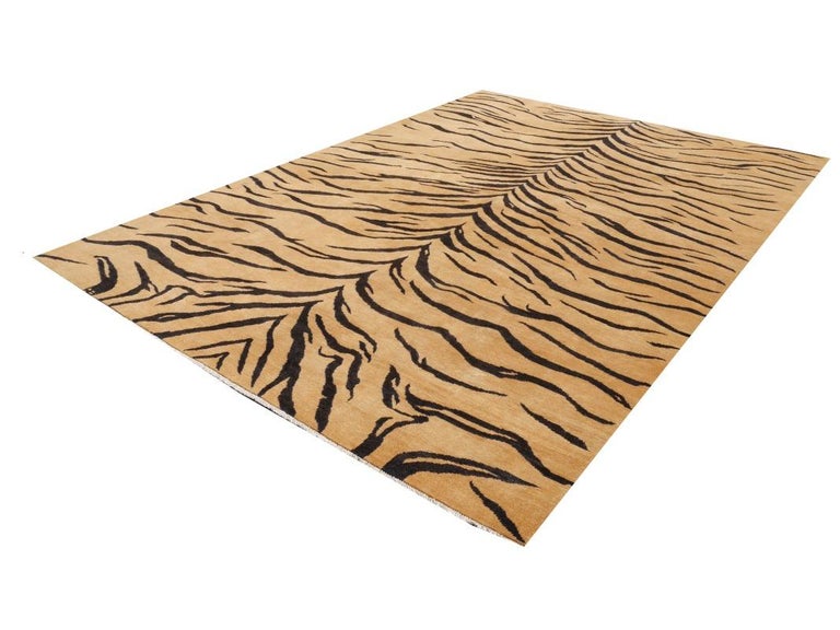 Large Tiger Rug Wool Hand Knotted Art Deco Design by Djoharian ...