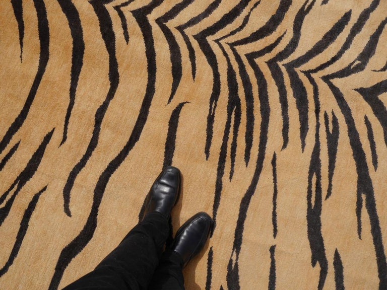 Large Tiger Rug Wool Hand Knotted Art Deco Design by Djoharian ...