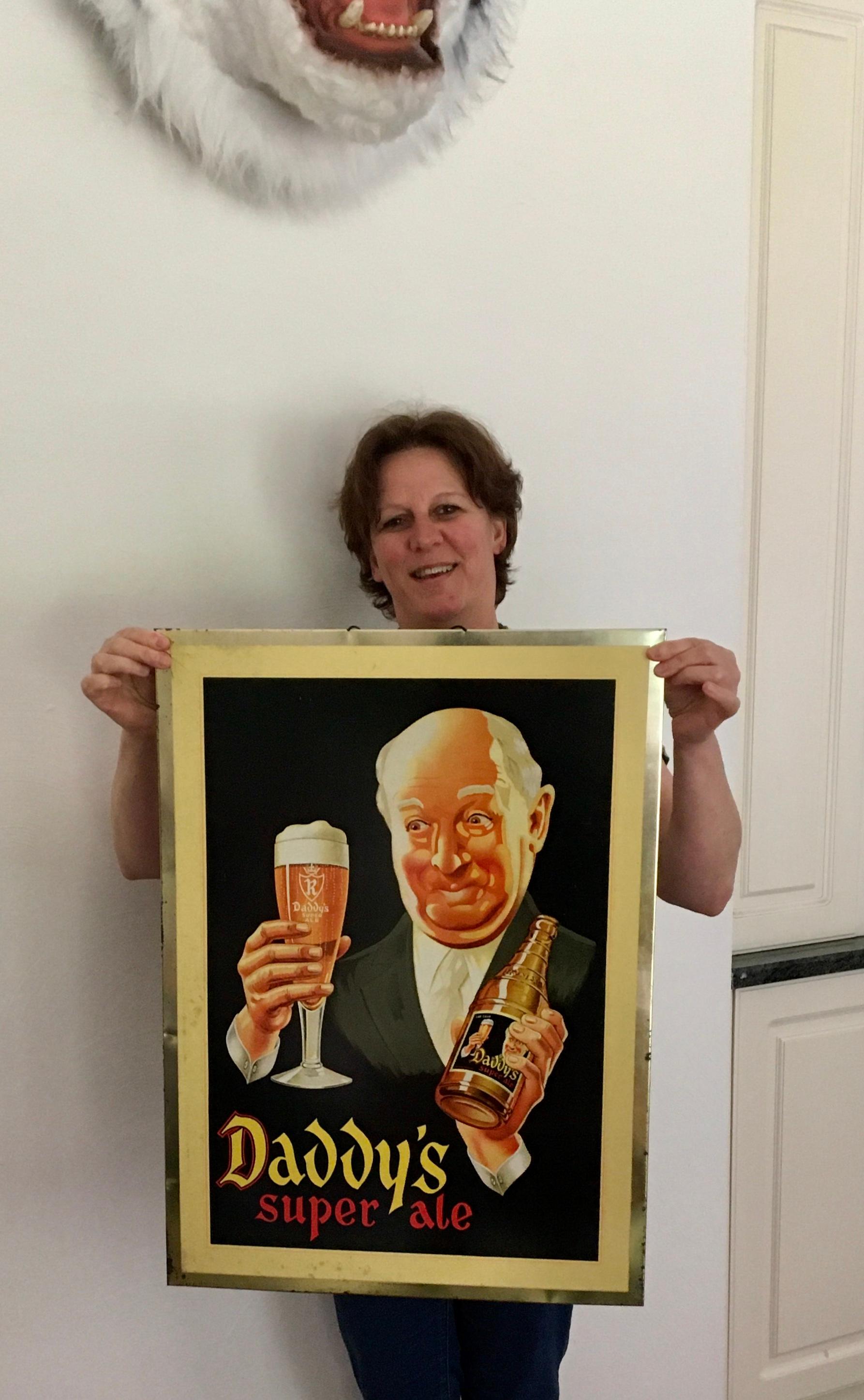 Large Tin Beer Sign 1955 For Sale at 1stDibs